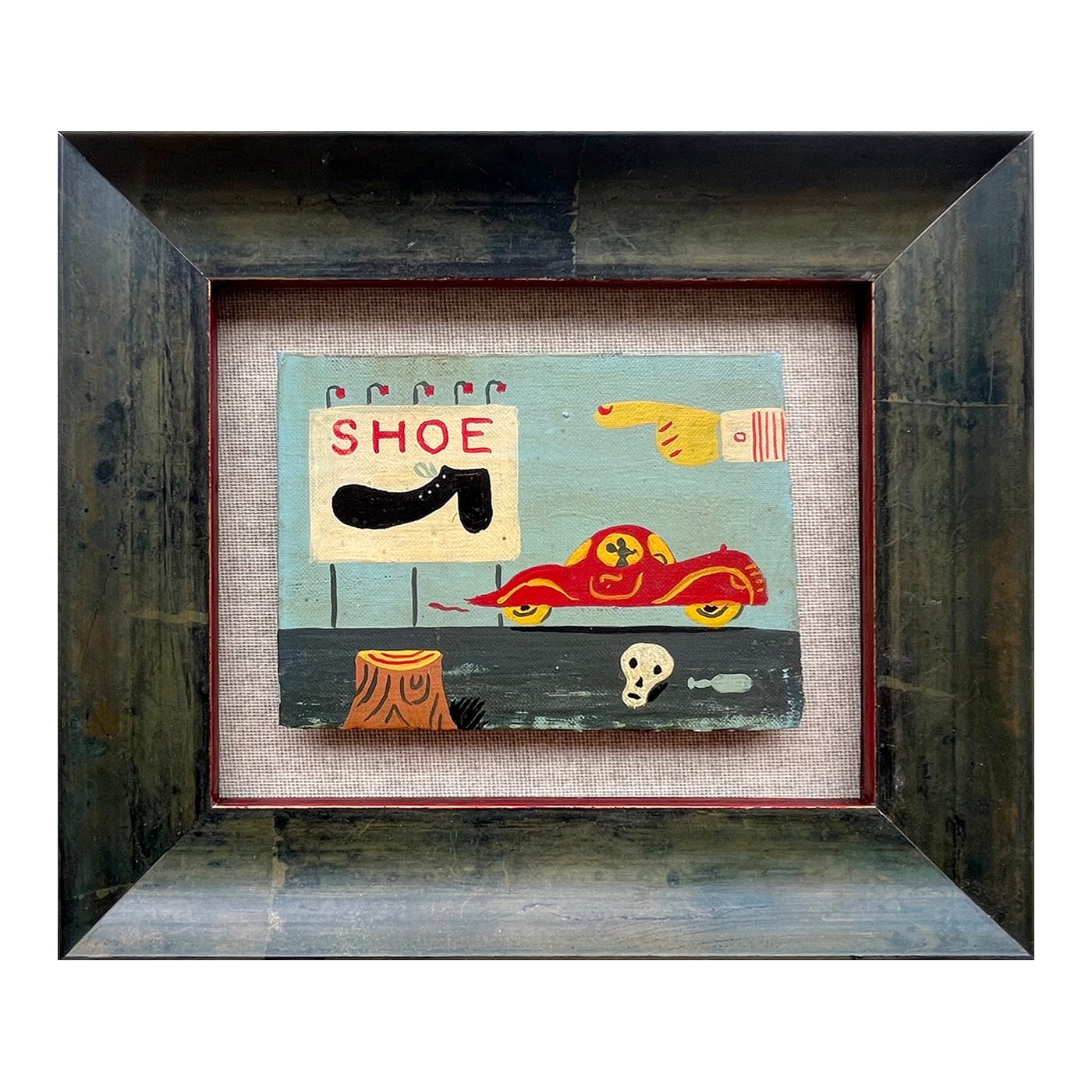 Pat Corrigan.- Black Shoe with Red Car | Ocean House Gallery & Frame