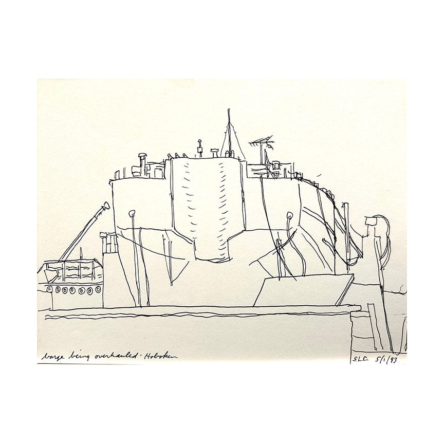 Sam Cady - barge being overhauled, Hoboken | Ocean House Gallery & Frame